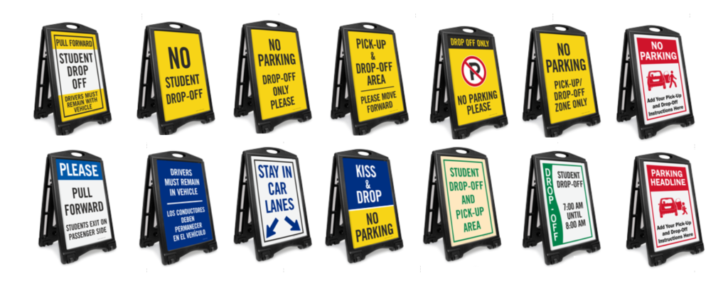 School No Parking – Drop off & Pick Up A-Frame Signs - Edusign: School ...